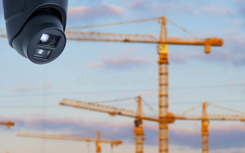 Dome Type Outdoor Cctv Camera, Secure Construction Site. Stock Photo ...