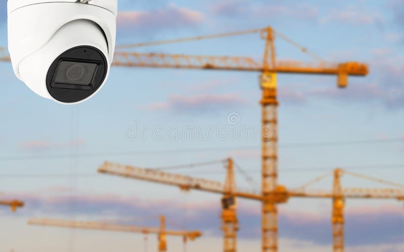 Dome Type Outdoor Cctv Camera, Secure Construction Site. Stock Photo ...
