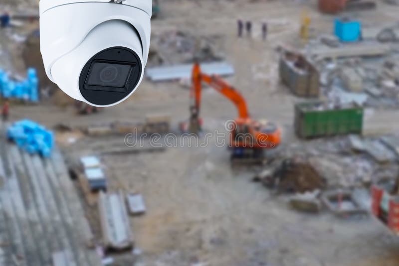 Dome Type Outdoor Cctv Camera, Secure Construction Site. Stock Photo ...