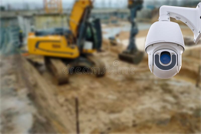Dome Type Outdoor Cctv Camera, Secure Construction Site. Stock Photo ...