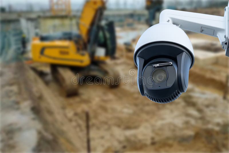 Dome Type Outdoor Cctv Camera, Secure Construction Site. Stock Photo ...