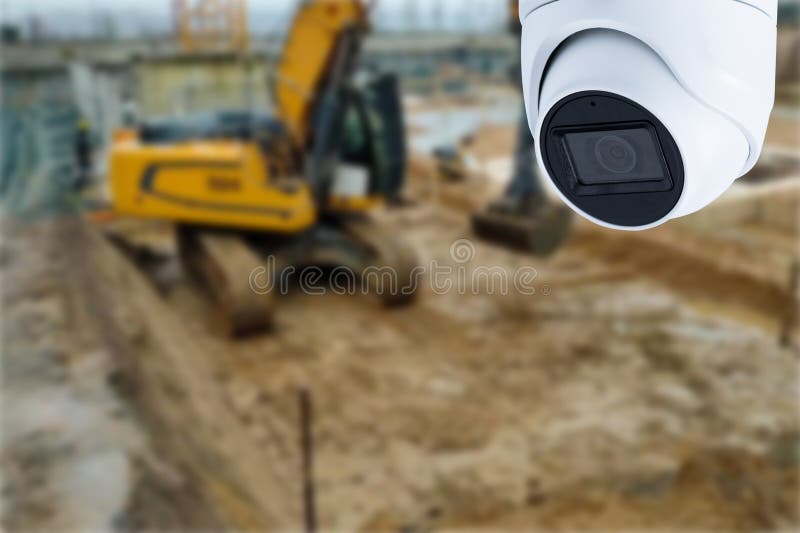 Dome Type Outdoor Cctv Camera, Secure Construction Site. Stock Image ...