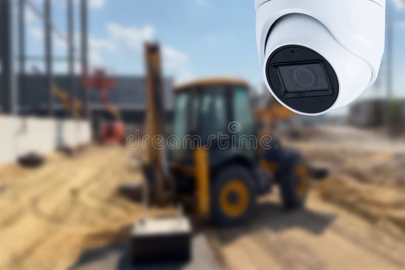 Dome Type Outdoor Cctv Camera, Secure Construction Site. Stock Image ...