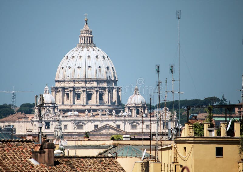 The Dome of the Vatican and Rooftops of Rome Stock Photo - Image of ...