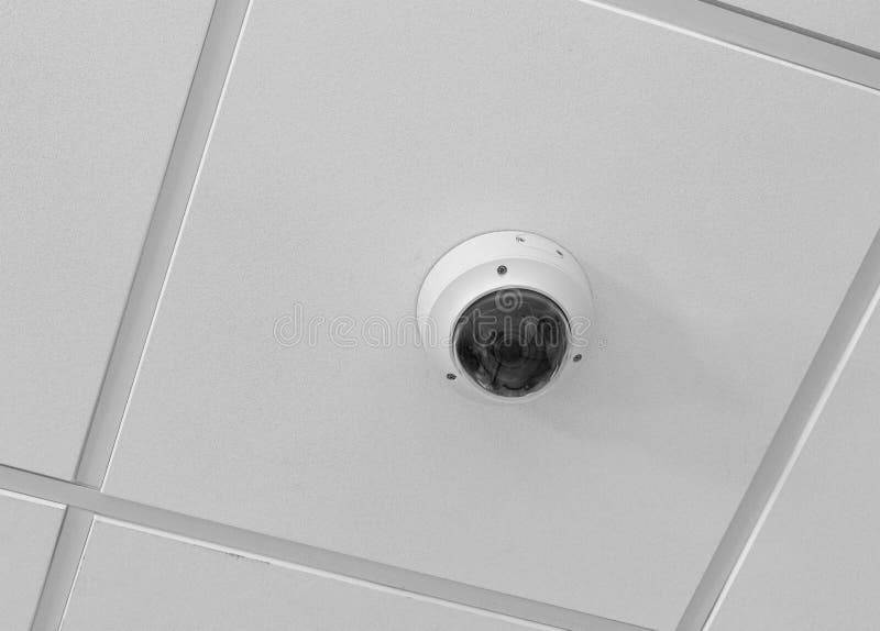 The Dome Video Camera is Mounted on the Ceiling Stock Image - Image of ...