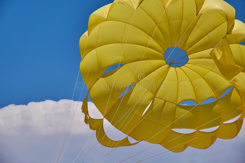 Dome of the Yellow Parachute on the Blue Sky. Stock Photo - Image of ...