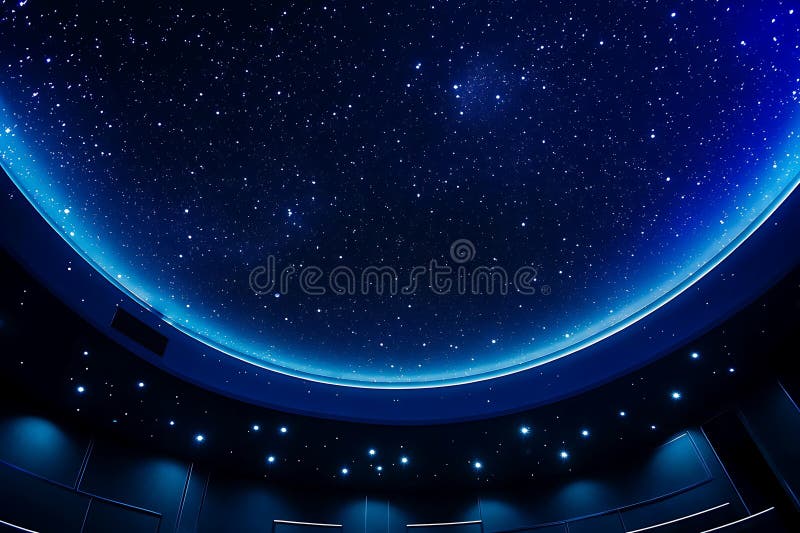 Domed Ceiling with Celestial Star Map, Glowing Night Sky with Dark Blue ...