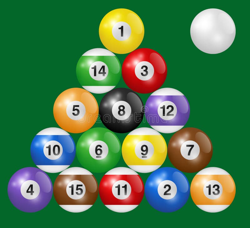 Billiard, Pool Balls Collection. Triangle Arrangement. White Background ...