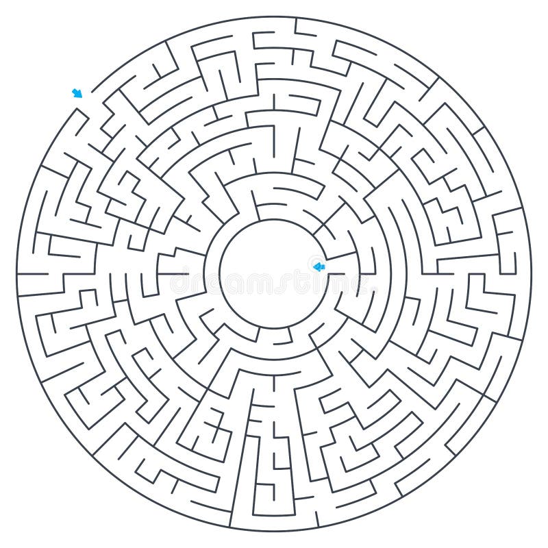 Maze, Labyrinth, Vector Illustration. Round, Circular Maze. High ...