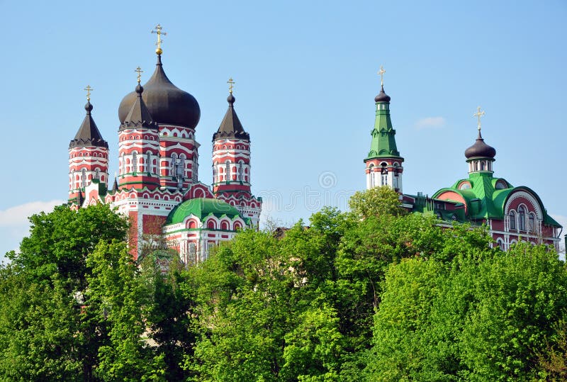 Domes or Cupolas with Eastern Orthodox Crosses of Monastery Churches ...