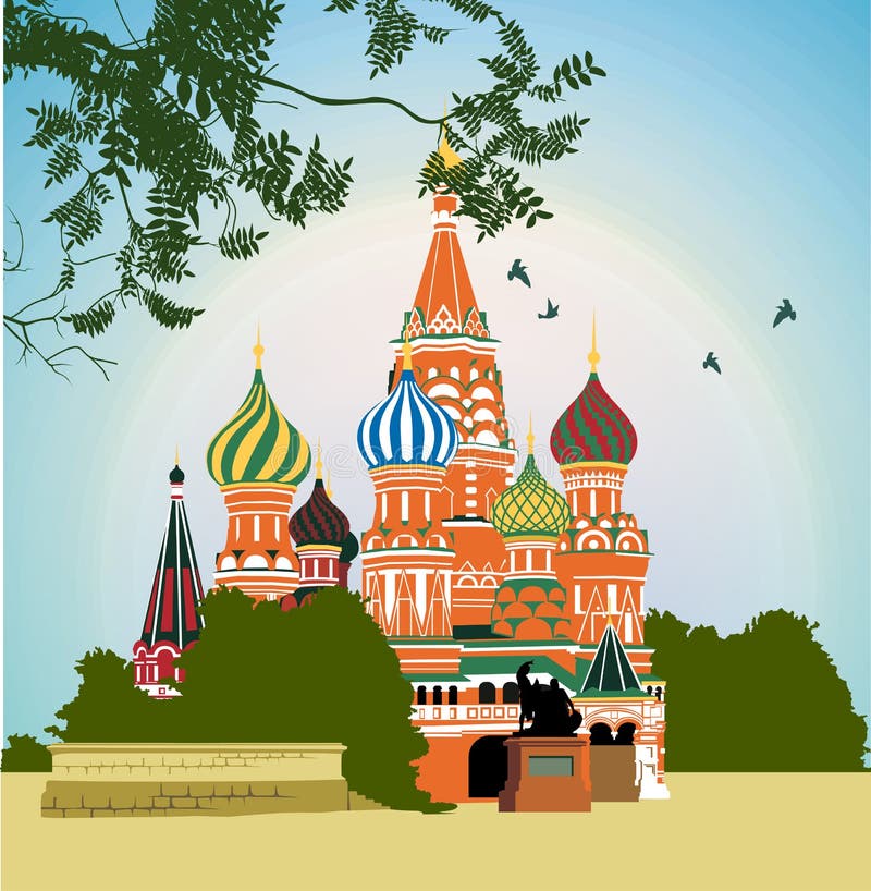 Domes of the Famous Head of St. Basil S Cathedral Stock Illustration ...