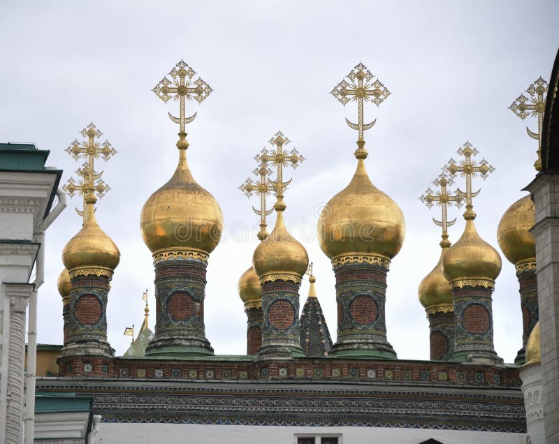 The Domes of the Kremlin Church Stock Image - Image of hill, kremlin ...