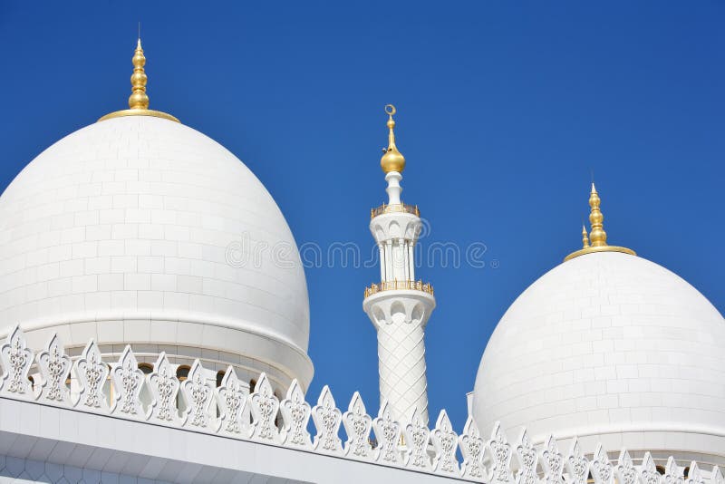 Domes of Sheikh Zayed Mosque in Abu Dhabi Stock Image - Image of muslim ...