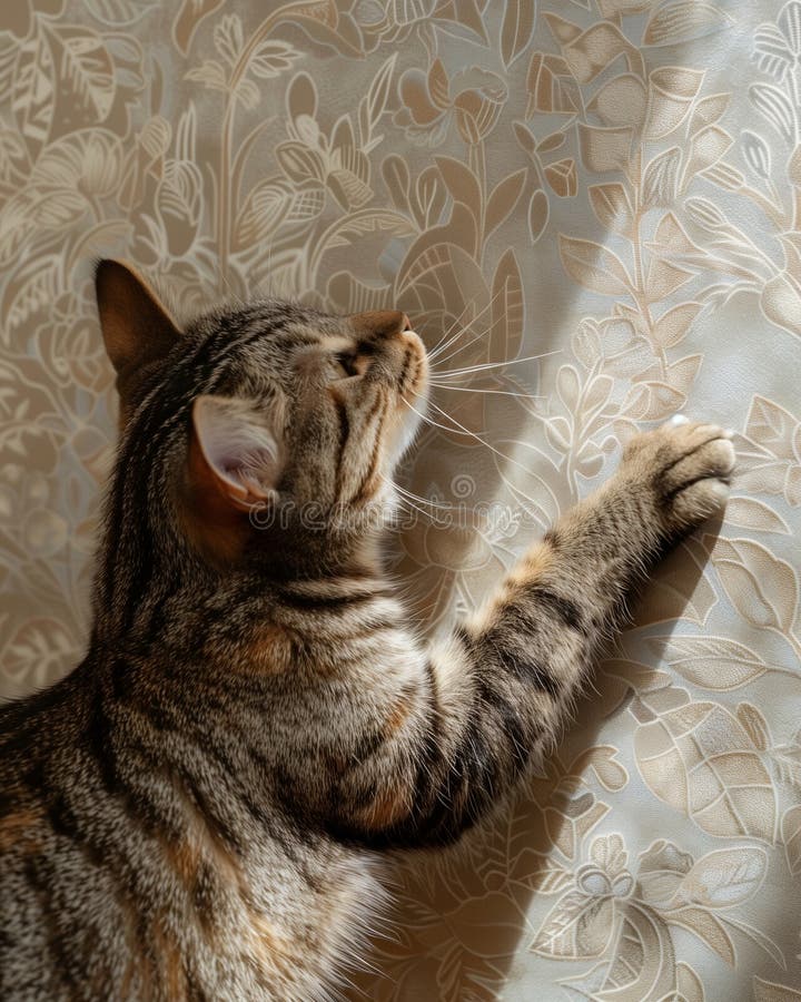 A Domestic Cat Scratching the Sofa Stock Illustration - Illustration of ...