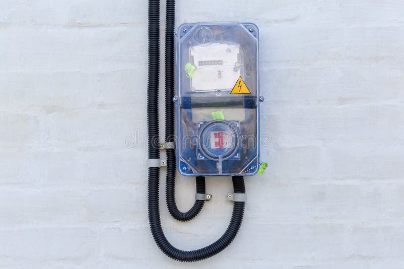 Domestic Digital Electricity Meter in Transparent Case, Mounted on Wall ...
