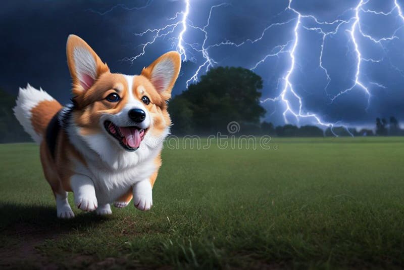 The Domestic Dog is Afraid of Thunder. Generative AI. Stock ...