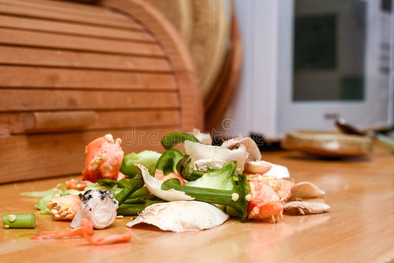 Domestic Food Waste for Compost in Home Kitchen Interior Stock Photo ...