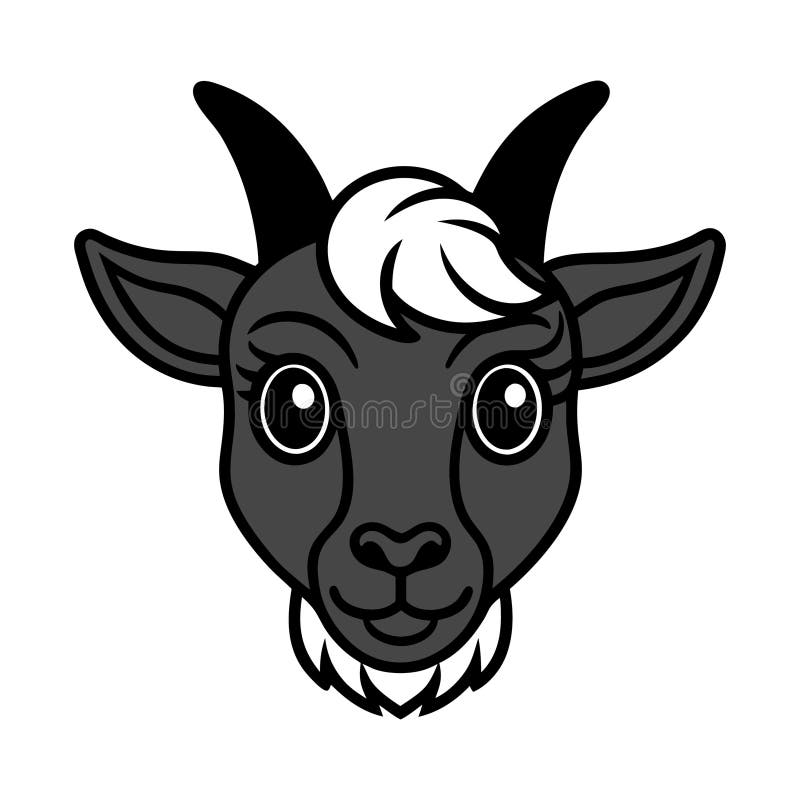 Domestic Goat Head Vector Illustration. Stock Vector - Illustration of ...