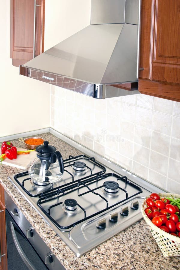 Domestic kitchen stock image. Image of oven, stainless - 76287299