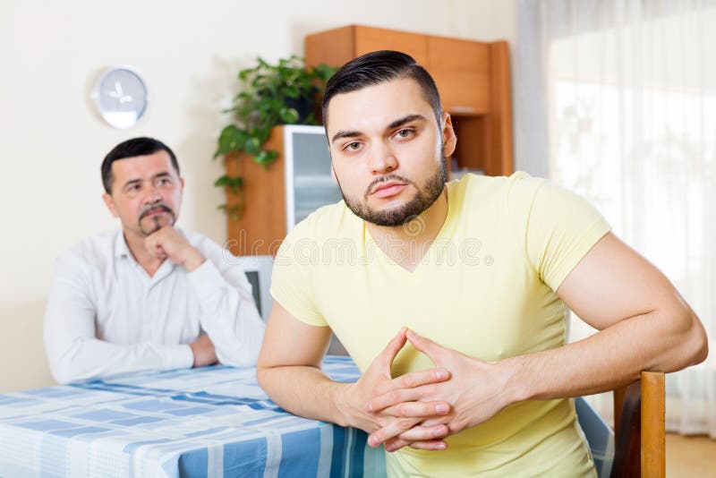 Domestic Quarrel between Men Stock Image - Image of indoor, advice ...