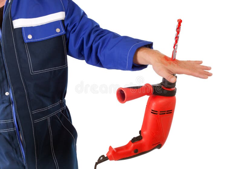 Man drill accident stock photo. Image of hand, injury - 11387240