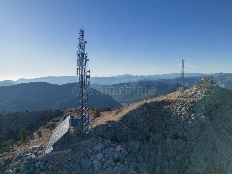 Dominance Fire Watchtower and Signal Emitters at Mountain Peak Stock Image - Image of ...