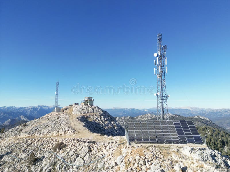Dominance Fire Watchtower and Signal Emitters at Mountain Peak Stock ...