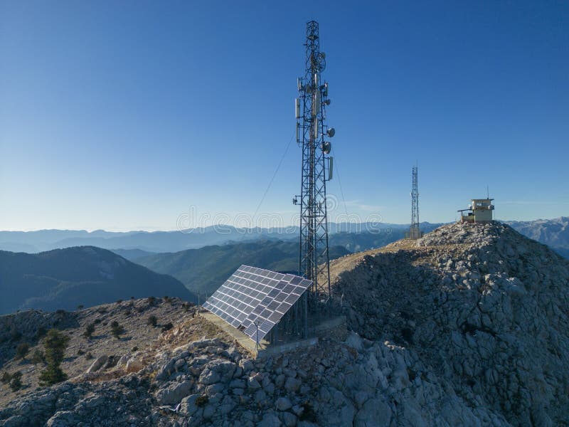 Dominance Fire Watchtower and Signal Emitters at Mountain Peak Stock Image - Image of ...