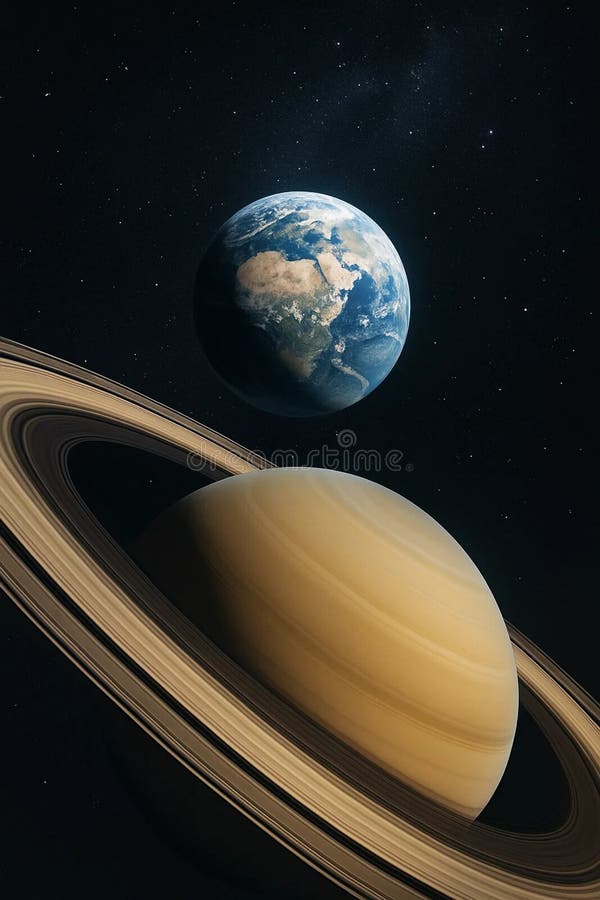 The Dominant Feature in the Foreground is the Planet Saturn, Tilted at ...