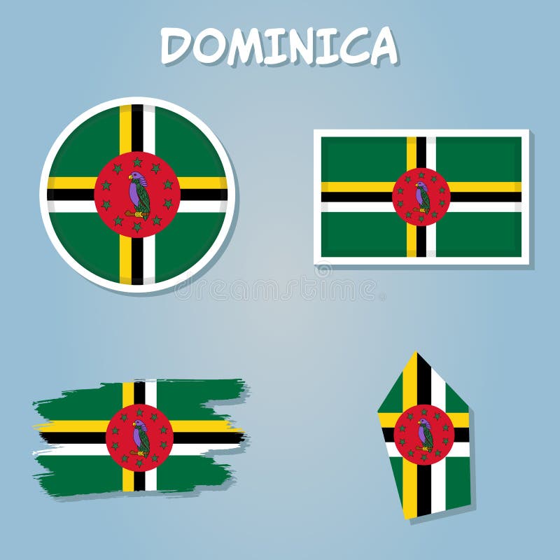 Dominica Country Flag Inside Country Border Map Design Suitable for a ...