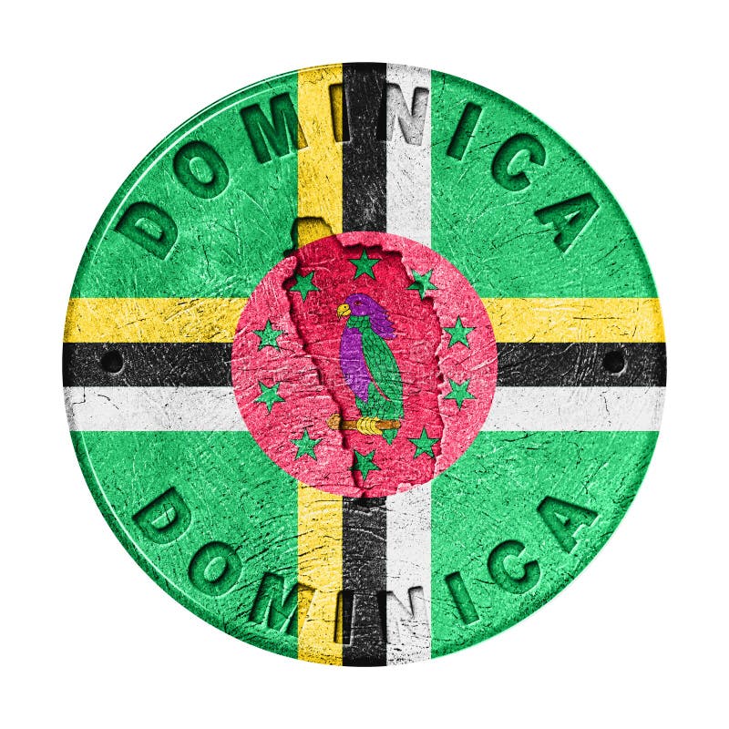 Dominica Flag Button with Map Stock Illustration - Illustration of ...