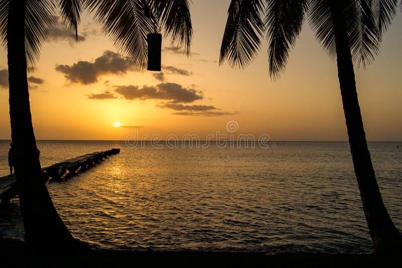 Dominica Island Sunset stock image. Image of exposure - 88936045