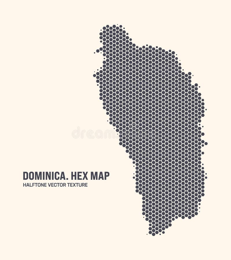 Dominica Map Vector Hexagonal Halftone Pattern Isolated on Light ...