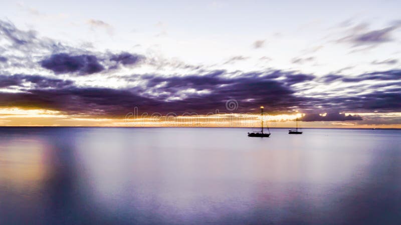 Dominica Sunset Landscape stock image. Image of palm - 91449777