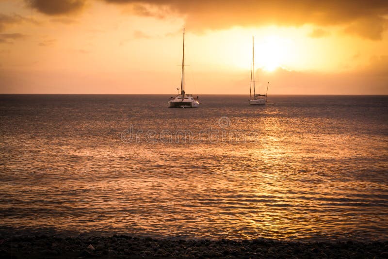 Dominica Sunset Landscape stock image. Image of cayman - 91449849