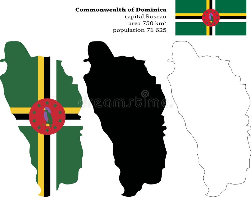 Dominica Vector Map, Flag, Borders, Mask , Capital, Area and Population ...
