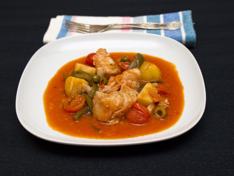 Dominican cod dish stock image. Image of tablecloth, bowl - 79619463