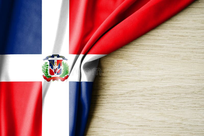 Dominican Republic Flag. Fabric Pattern Flag of Dominican Republic. 3d ...