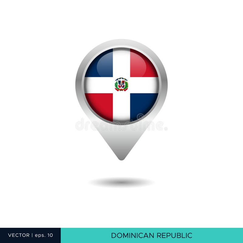 Dominican Republic Flag Map Pin Vector Design Template. Stock Vector ...
