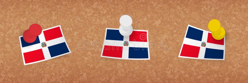 Dominican Republic Flag Pinned in Cork Board, Three Versions of ...
