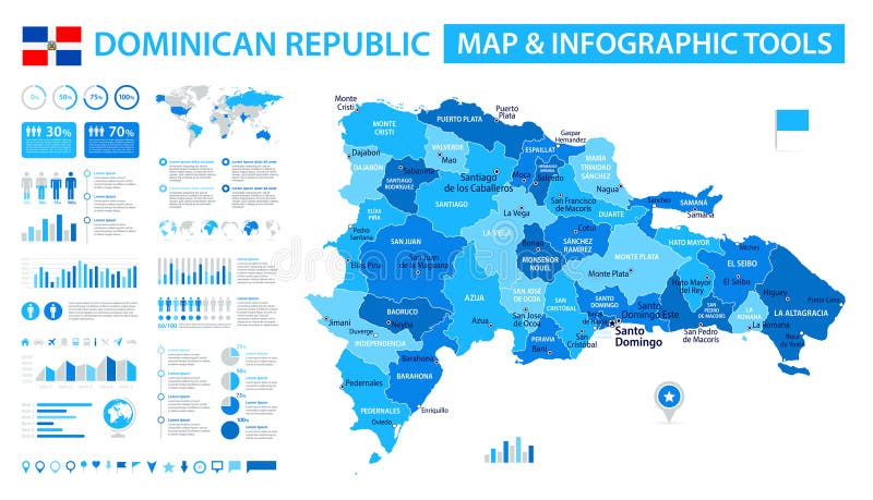 Dominican Republic Infographic Map with Data Visualization Elements ...