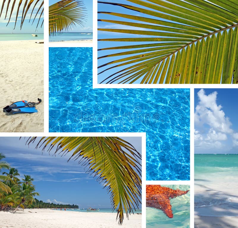 Tropical Collage. Exotic Travel. Stock Image - Image of collection ...