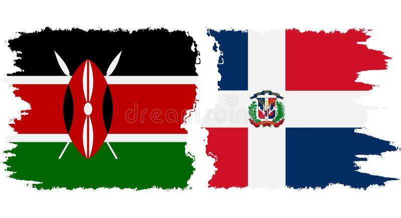 Dominican Republic and Kenya Grunge Flags Connection Vector Stock ...