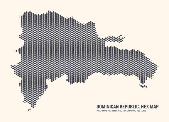 Dominican Republic Map Vector Hexagonal Half Tone Pattern Isolated on ...