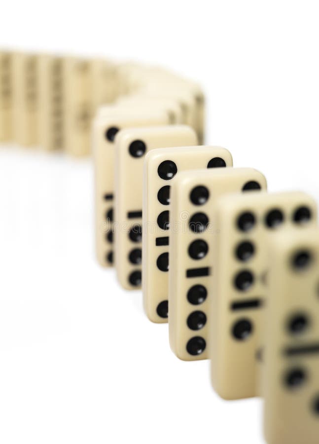 Domino Tiles Standing in a Row Stock Photo - Image of dominoes, balance ...