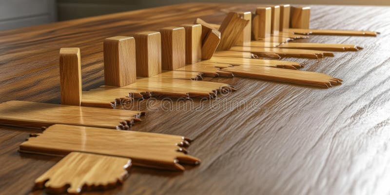 Domino Effect Causes Falling Chain Reaction and Concept Theme Stock ...