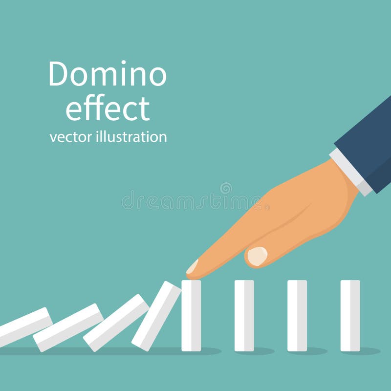 Domino Effect. Stopping Chain Reaction Stock Vector - Illustration of ...