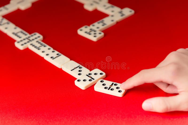 Domino Players Hand Placing a Rectangular Acrylic Tiles. Board Game ...