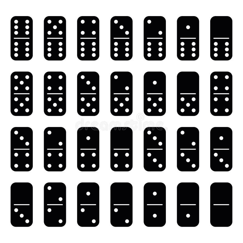 Domino Set of 28 Tiles. White Pieces with Black Dots Stock Vector ... Domino Set of 28 Tiles. White Pieces with Black Dots Stock Vector ...