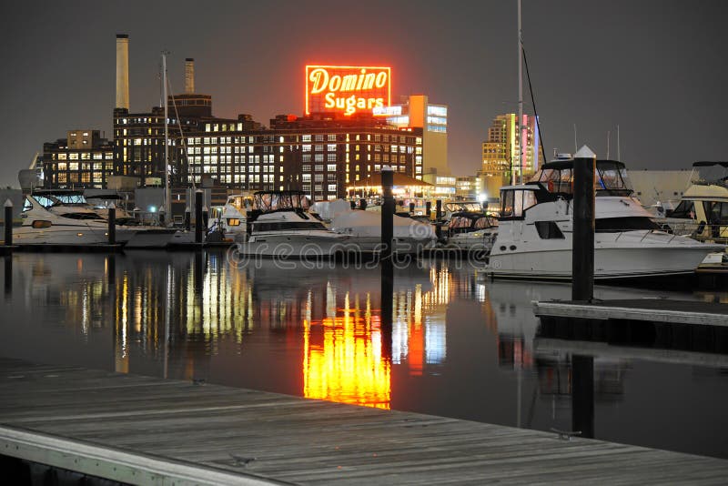 Domino Sugar Neon Sign Over the Water Editorial Photography - Image of ...